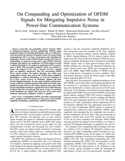 Pdf On Companding And Optimization Of Ofdm Signals For Mitigating