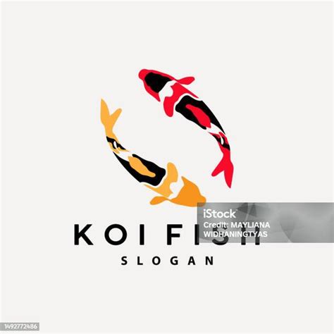 잉어 물고기 로고 디자인 장식 물고기 벡터 수족관 장식 일러스트 레이 션 브랜드 제품 어항에 대한 스톡 벡터 아트 및 기타
