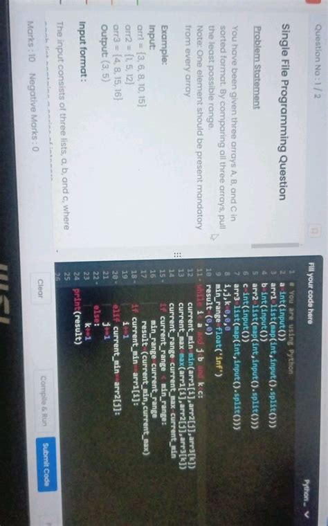 Question No12 Single File Programming Question Problem Statement You