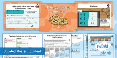 👉 Year 5 Fractions Subtract Mixed Numbers Planit Maths Lesson