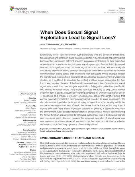 Pdf When Does Sexual Signal Exploitation Lead To Signal Loss