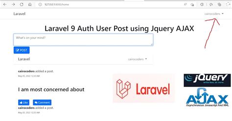 laravel 9 auth user post using jquery ajax tutorial101