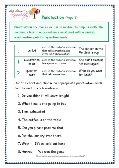 Grade 3 Grammar Topic 30 Punctuation Worksheets Lets Share Knowledge