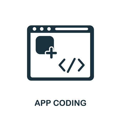 app coding icon from mobile app development collection simple line app coding icon for