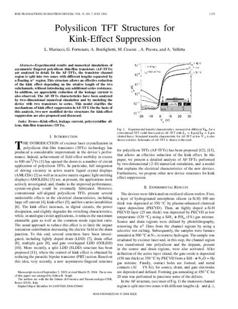 Pdf Polysilicon Tft Structures For Kink Effect Suppression