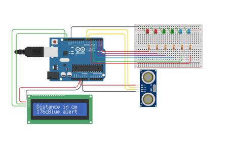 Circuit Design Ultrasonic Distance Sensor Led Tinkercad