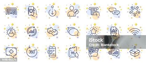 음식 앱 주차장 및 웹 앱용 Twinkle 별선 아이콘의 개요 세트 벡터 360도 촬영에 대한 스톡 벡터 아트 및 기타 이미지 360도 촬영 3차원 형태 가솔린