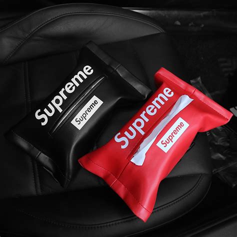กล่องทิชชู่หนัง Supreme สําหรับรถยนต์ Shopee Thailand