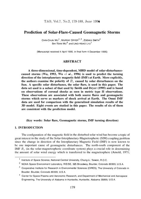 Pdf Prediction Of Solar Flare Caused Geomagnetic Storms