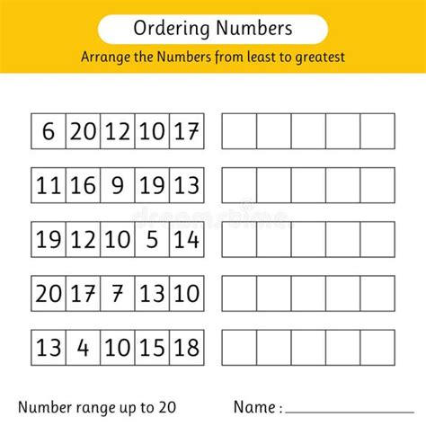 Ordering Numbers Worksheet Arrange The Numbers From Least To Greatest