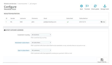 how to configure newsletter block in prestashop