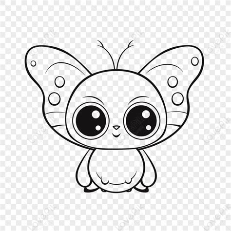 Lil Boo 나비 색칠 간단한 페이지 개요 스케치 드로잉 벡터개요 예술얼굴 Png 일러스트 무료 다운로드 Lovepik