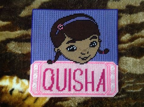 Cross Stitch Doc McStuffins Picture With Name QUISHA By Marcelle Powell Plastic Canvas Doc