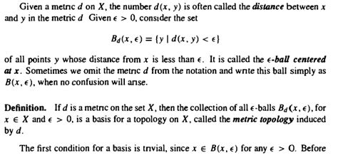 Real Analysis Definition Of Topology Induced By A Metric Clarification Mathematics Stack