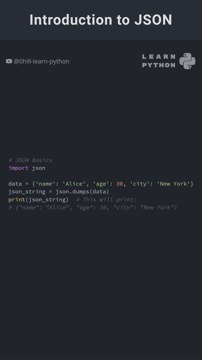introduction to json in python pythonlearning programming coding