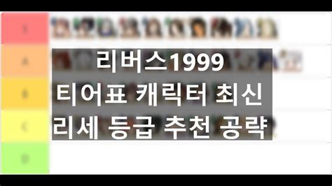 리버스1999 티어표 캐릭터 최신 리세 등급 추천 공략 Youtube