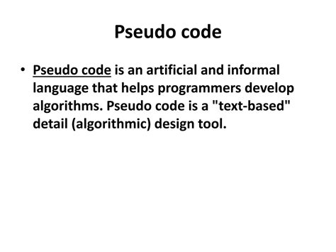 Pseudo Code Ppt