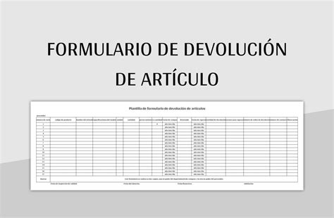 Plantillas Devolución De Producto Para Excel Gratis Y Hojas De Cálculo