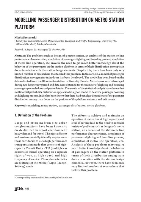 Pdf Modelling Passenger Distribution On Metro Station Platform