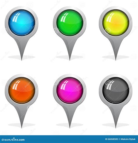 Set Of Map Pointers Stock Vector Illustration Of Bright