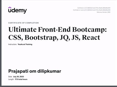 Om Prajapati On Linkedin Frontendbootcamp Udemycertificate