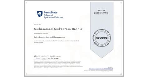 Mukarram Bashir On Linkedin Completion Certificate For Dairy Production And Management