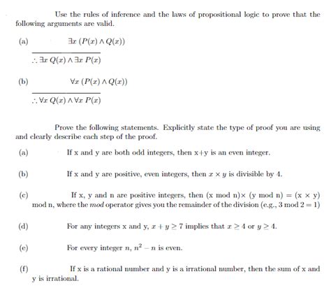 Solved Use The Rules Of Inference And The Laws Of