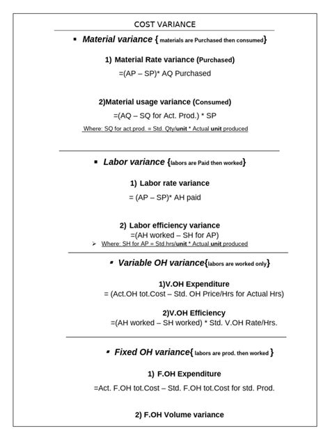 Cost Variance Pdf