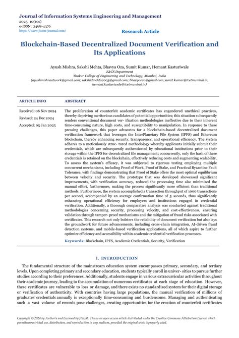 PDF Blockchain Based Decentralized Document Verification And Its Applications