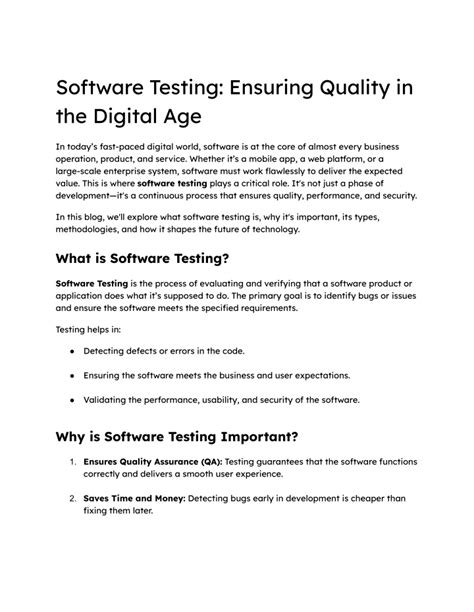 Ppt Software Testing Ensuring Quality In The Digital Age Powerpoint