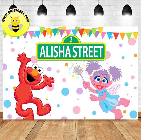 Custom Sesame Street Elmo Abby Cadabby Birthday Backdrop Bigbigbee Party Sign