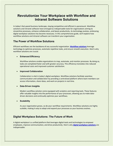 Revolutionize Your Workplace With Workflow And Intranet Software Solutions Intranet Solutions