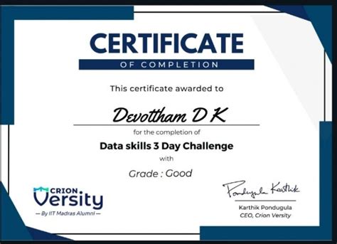 Completed Data And Ai Challenge At Crionversity Devottham D K Posted On The Topic Linkedin