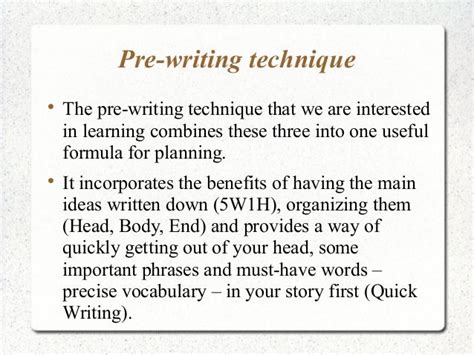 Ll Upper Pri 4a Pre Writing Techniques