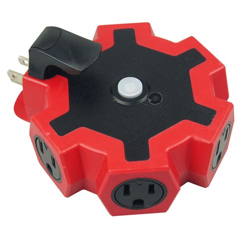 Hyper Tough Outdoor Outlet Extension Cord Power Adapter With Safety Cover Amps Red Black