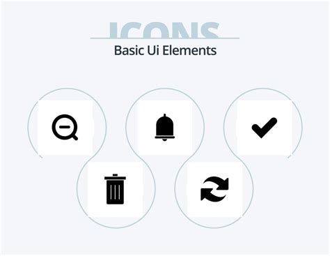 Basic Ui Elements Glyph Icon Pack 5 Icon Design Check Notification