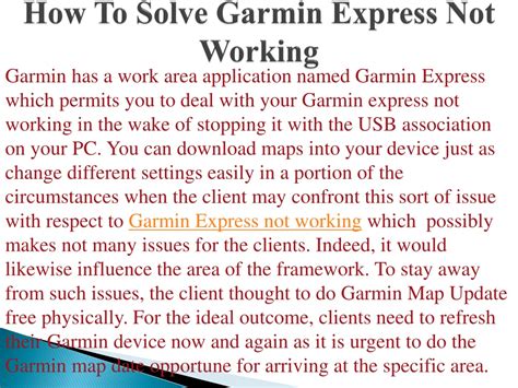 PPT How To Solve Garmin Express Not Working PowerPoint Presentation