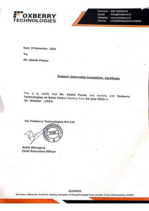 Akash Pawar On Linkedin Internshipcompleted Foxberrytechnologies