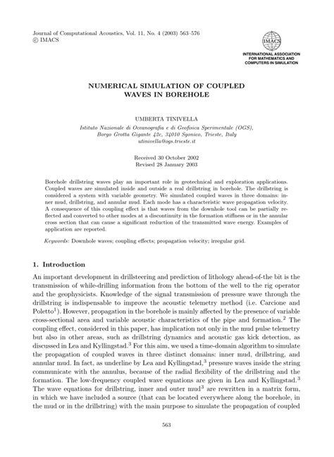 Pdf Numerical Simulation Of Coupled Waves In Borehole