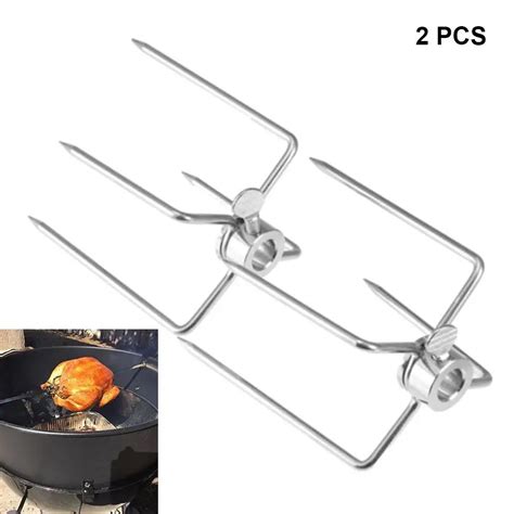 스테인레스 스틸 바비큐 포크 침 숯 치킨 그릴 피크닉 터키 포크 바비큐 로스트 액세서리 2 개포크 Aliexpress