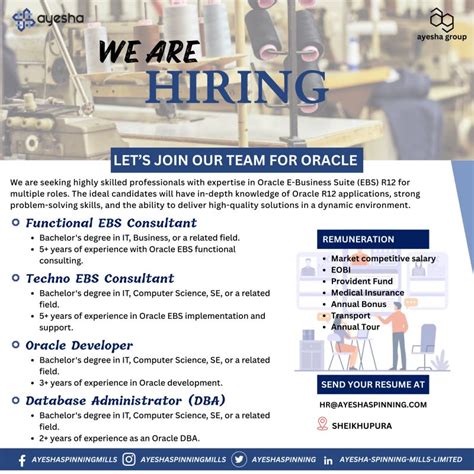 Hiring Oracleebs Oracler12 Careeropportunity Ayeshagroup Techjobs Itjobs Wearehiring
