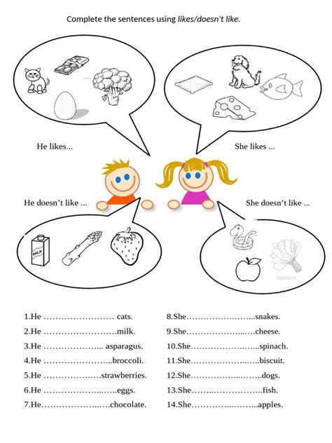 Likes Doesnt Like Worksheet Templates Layouts 96548 Pdf