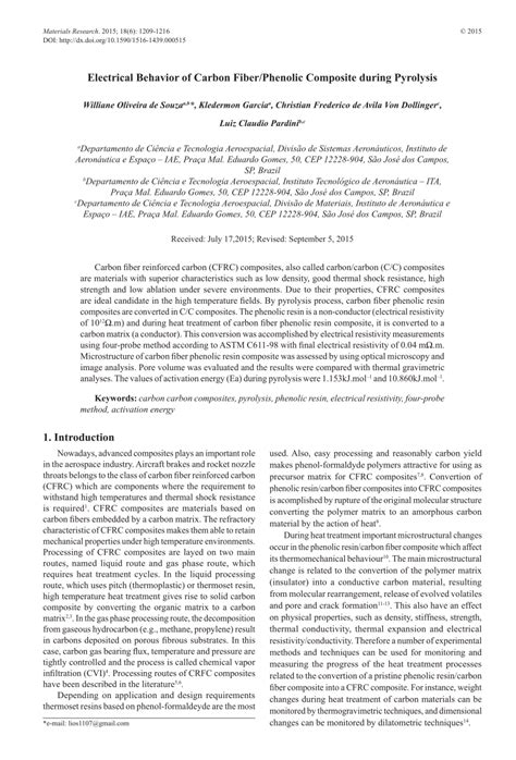 Pdf Electrical Behavior Of Carbon Fiberphenolic Composite During