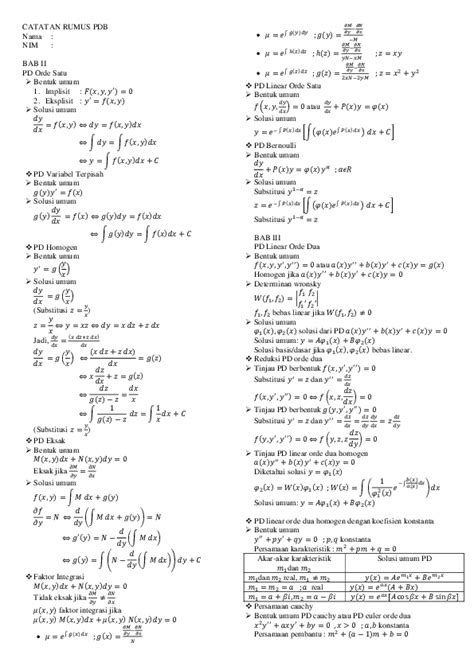 Rumus Rumus Diferensial Karya Remaja