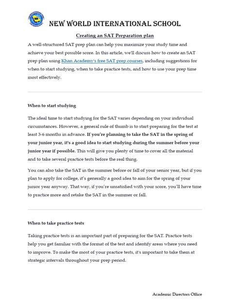 Creating An Sat Prep Plan Pdf