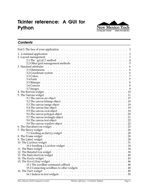 Tkinter Reference A Gui For Python Grid Pdf