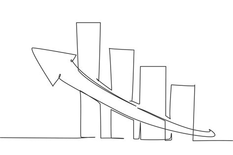 Single Continuous Line Drawing Of Increasing Sales Performance Bar Graph Sign Successful
