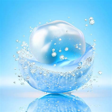 Beautiful Pearl On White Oyster Very Light Blue Background Small Air