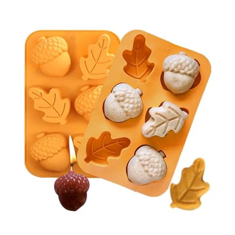 가을 도토리 낙엽 6구 실리콘 몰드