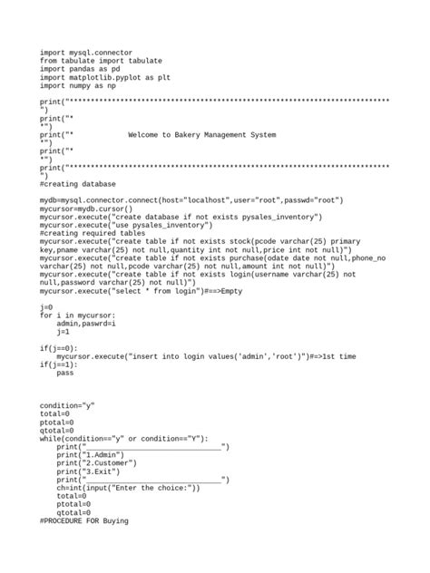 Bakery Management Py Download Free Pdf Computing